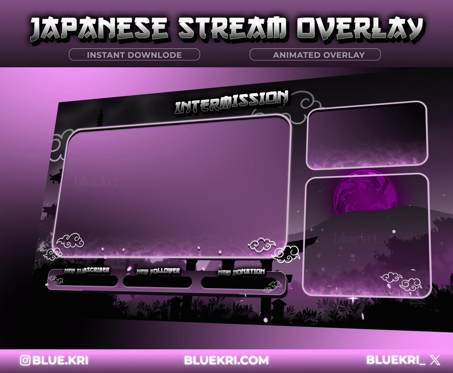 Japanese-themed Animated Stream Overlay | Stream Overlays, Panels ...