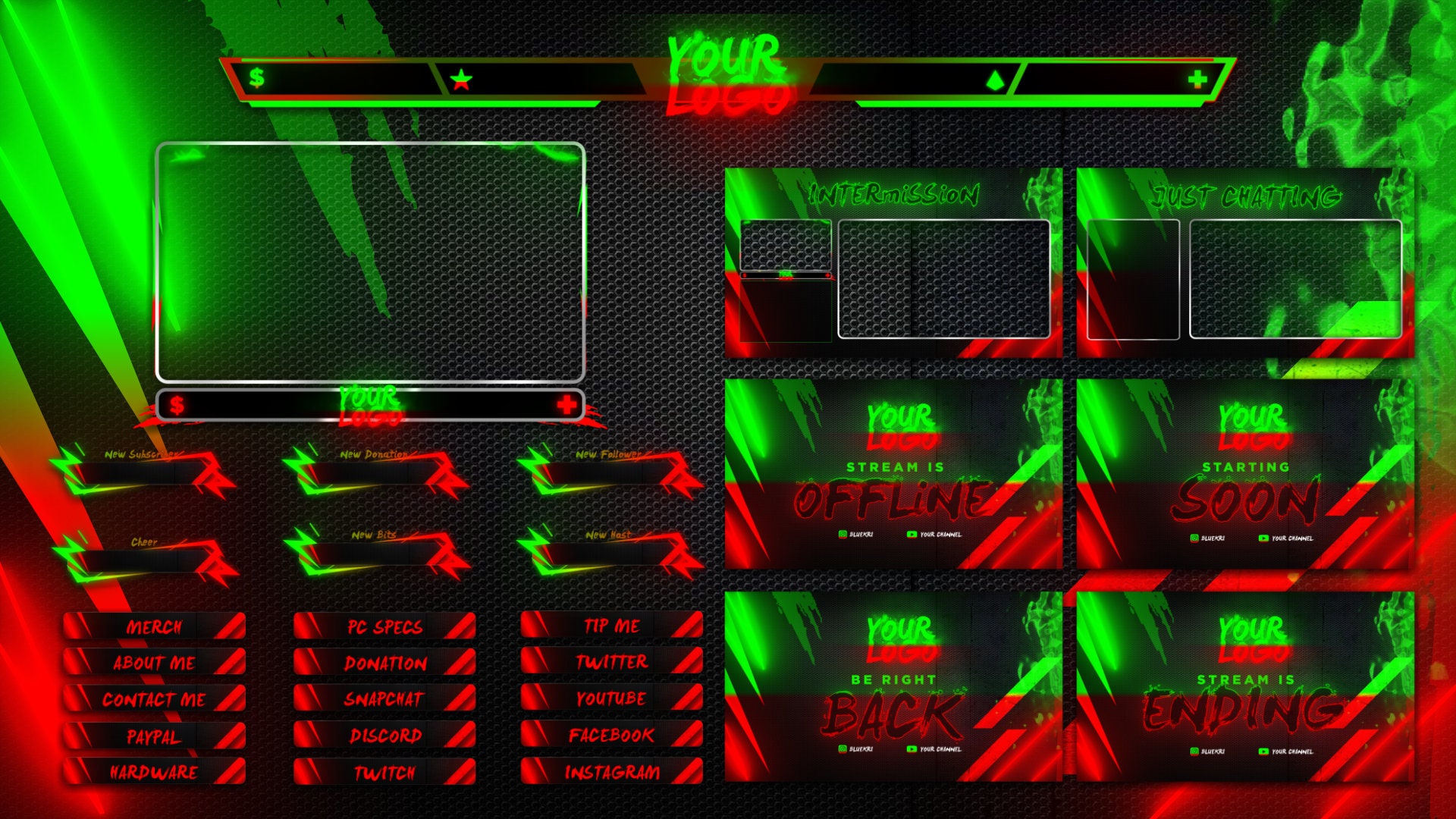 Custom Animated Stream Package, Custom Animated Twitch Overlays Screens ...