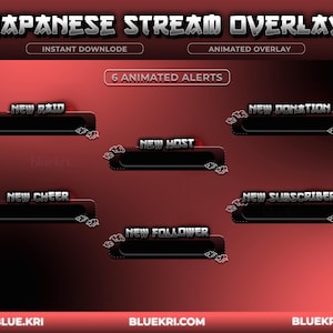 Japanese-themed Red Animated Stream Overlay | Japanese Twitch Stream ...