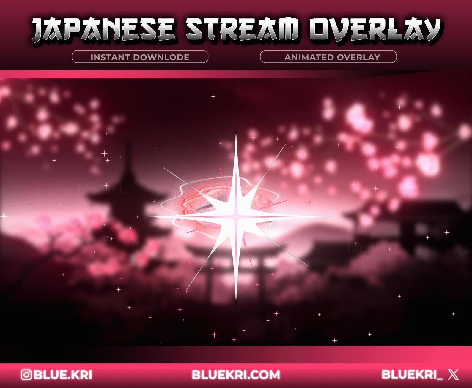 Japanese Animated Stream Overlay: Cherry Blossom Twitch Set - Etsy