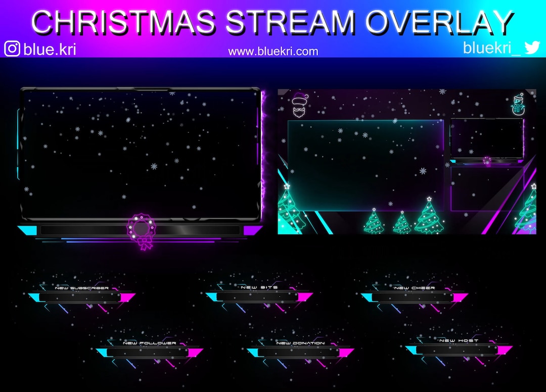 Animated Christmas Stream Overlay Pack Twitch Overlay Pack Christmas ...