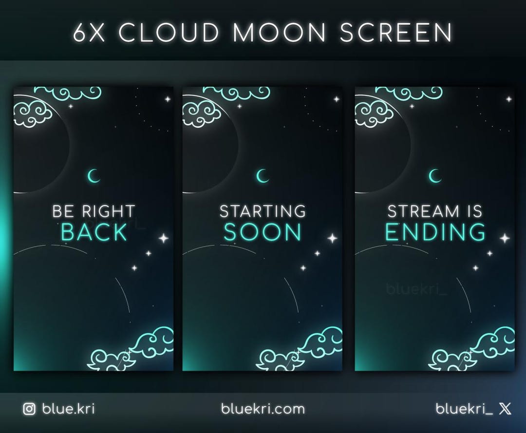 Cloud Moon Tiktok Stream Overlay | Animated Screens Pack (digital ...