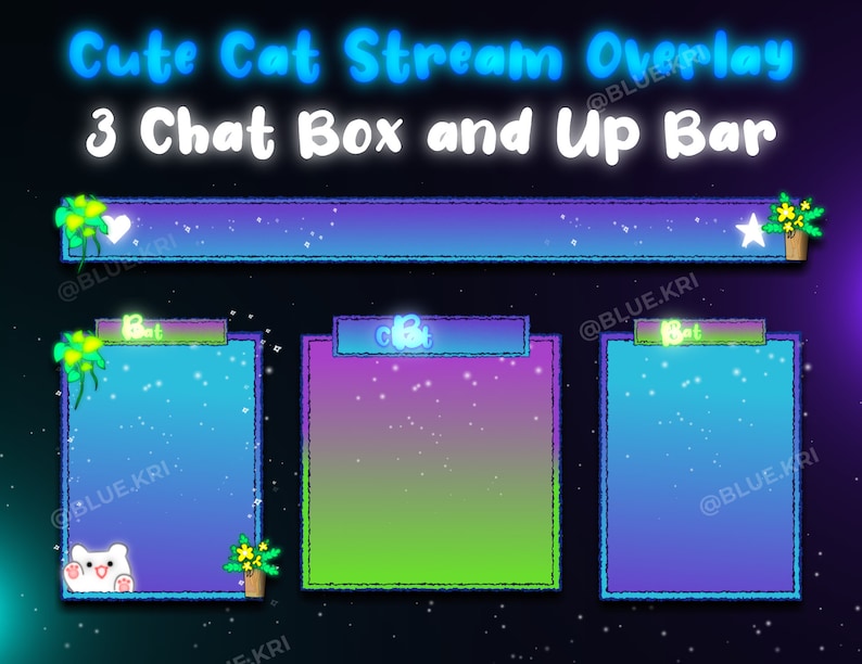 Cute Cat Twitch Overlay Animated | Kawaii Stream Package for Vtubers ...
