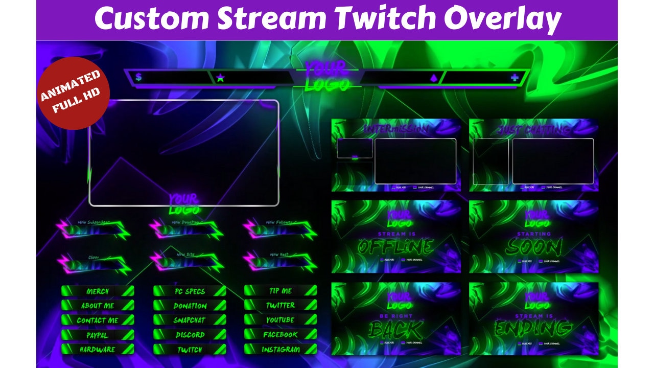 Custom Twitch Overlay Package L ANIMATED Stream Package, CUSTOM ...