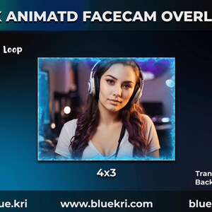 Blue Animated Facecam Overlay Pack - 4x Unique Designs | Webcam ...