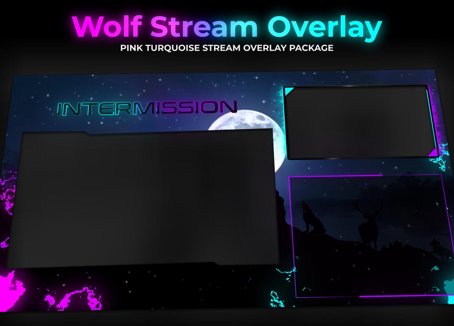 Wolf-themed Stream Overlay Package | Twitch Overlay Package | Stream ...