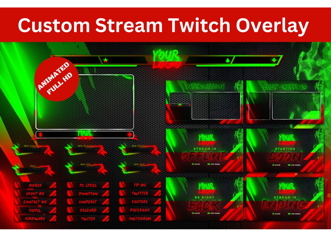 Custom Animated Stream Package, Custom Animated Twitch Overlays Screens ...