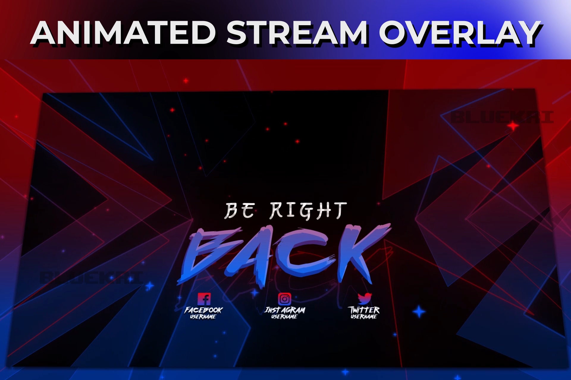 Animated Red & Blue Stream Overlay | Twitch, Youtube, Facebook Gaming ...