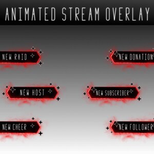Animated Red Stream Overlay Pack | Neon Fire Cyberpunk Theme | Twitch ...
