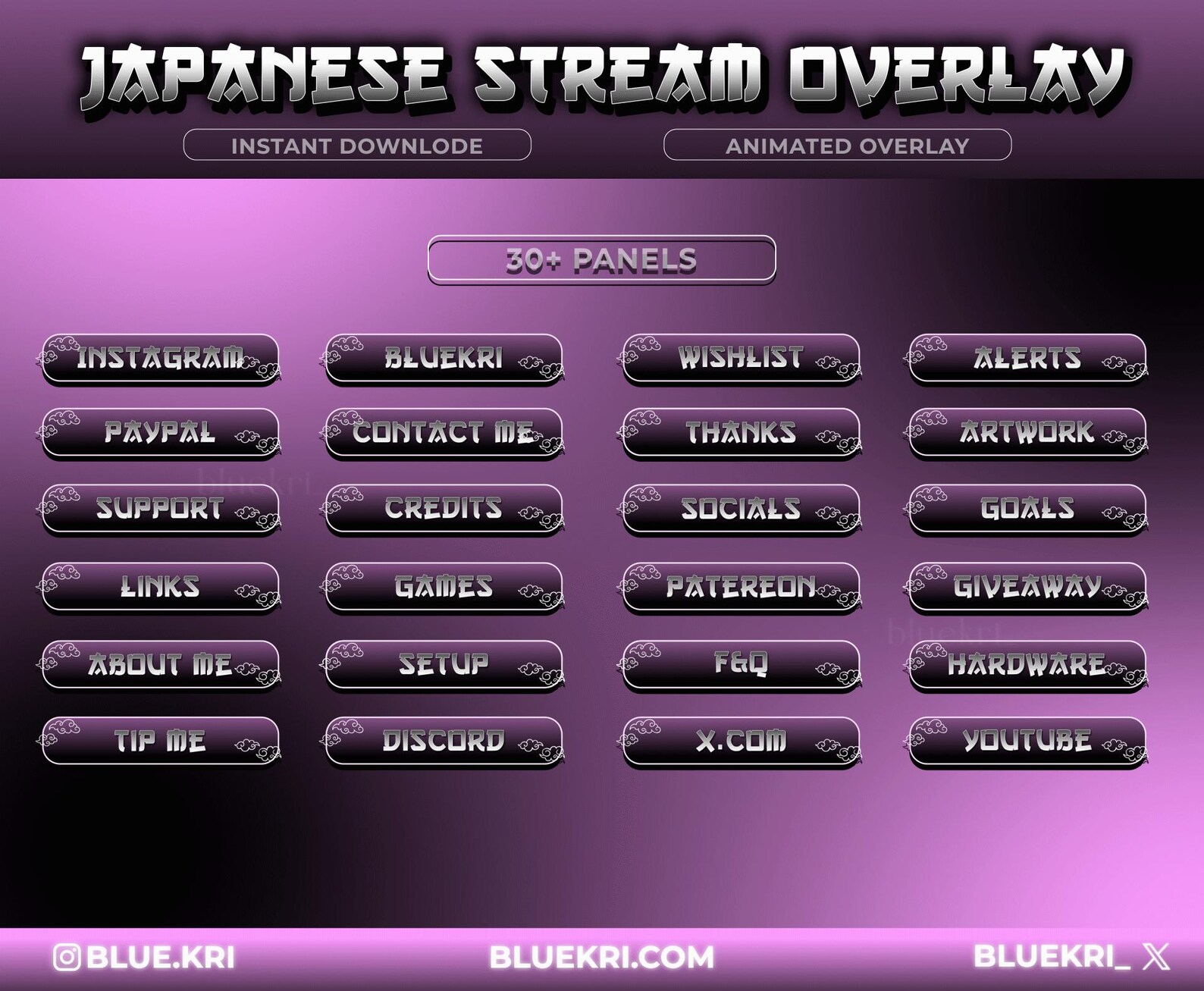 Japanese-themed Animated Stream Overlay | Stream Overlays, Panels ...