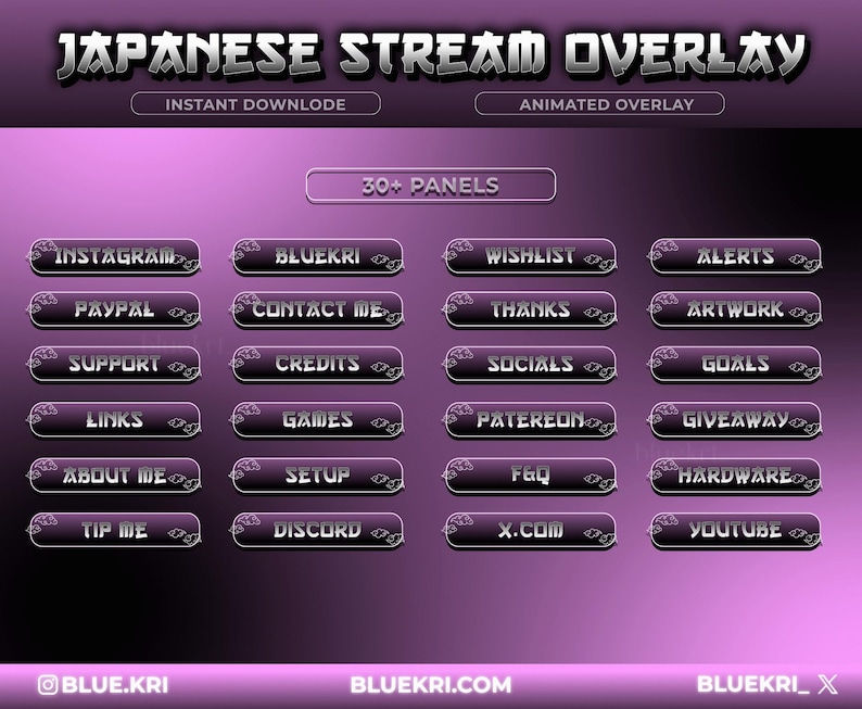 Japanese-themed Animated Stream Overlay | Stream Overlays, Panels ...