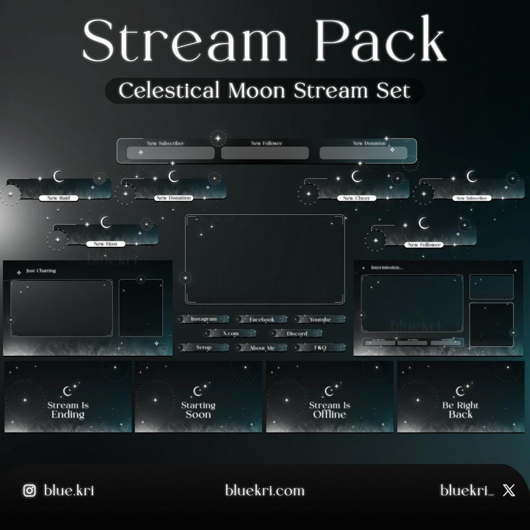 Celestial Moon Stream Overlay Pack | Experience With Mystical Night Sky ...