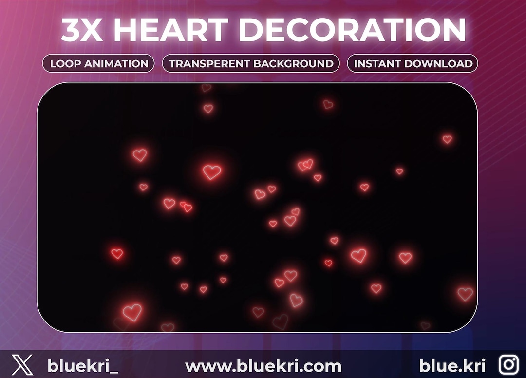 3x Red Hearts Flying Animated Stream Effect | Valentine's Day Twitch ...