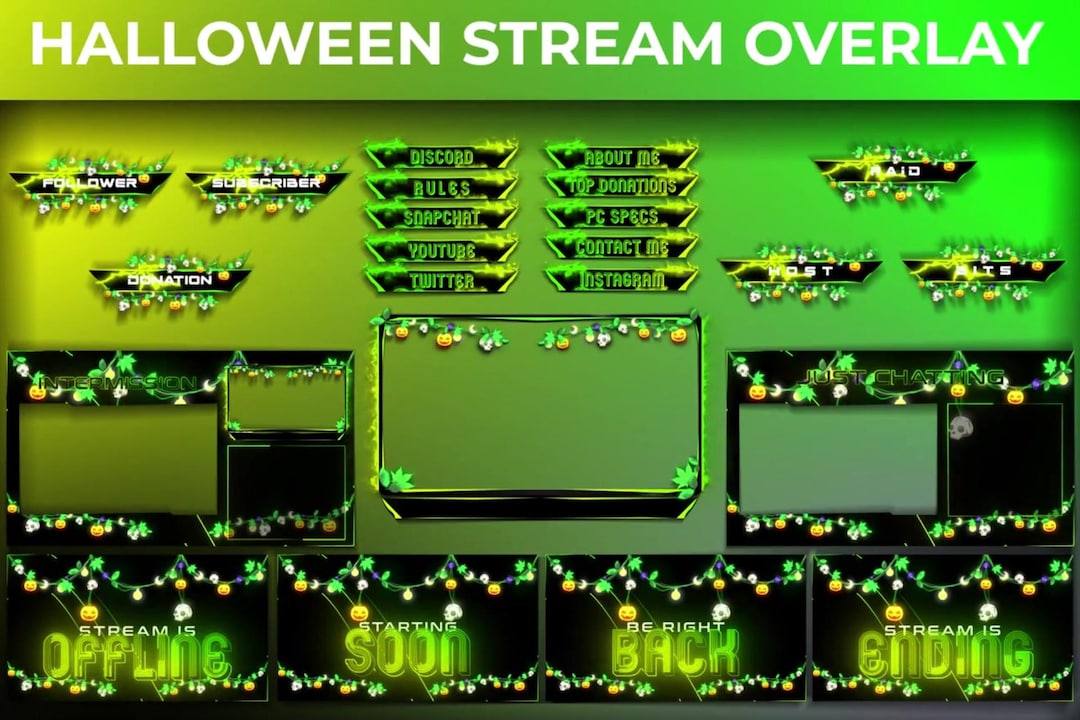 Animated Stream Overlay | Halloween Stream Overlay Package | Skulls ...
