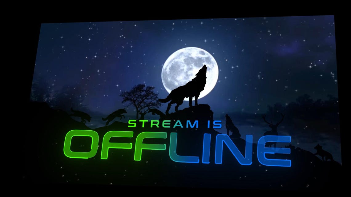 Lunar Wolf Stream Overlay: Green and Blue Twitch Package, Wolf Overlay ...