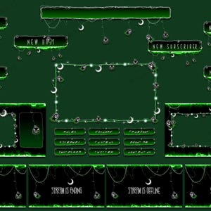 Animated Halloween Green Stream Overlay Package | Pumpkin Green Twitch ...