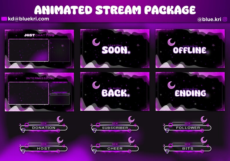 Moon Animated Stream Overlay Pack | Twitch Overlay | Moon Theme ...