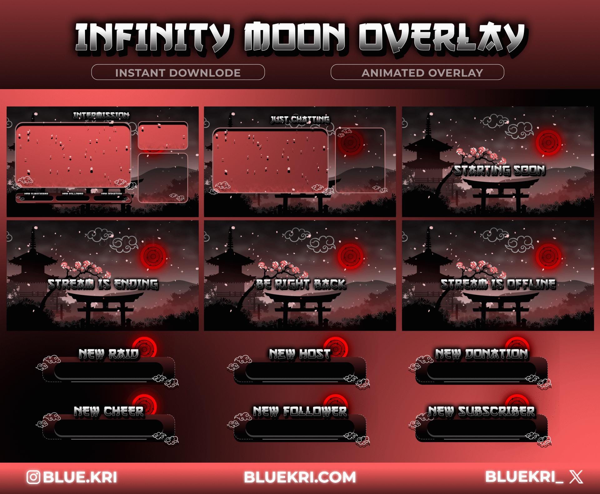 Animated Twitch Overlay Infinity Moon, Digital Download, Stream Package ...