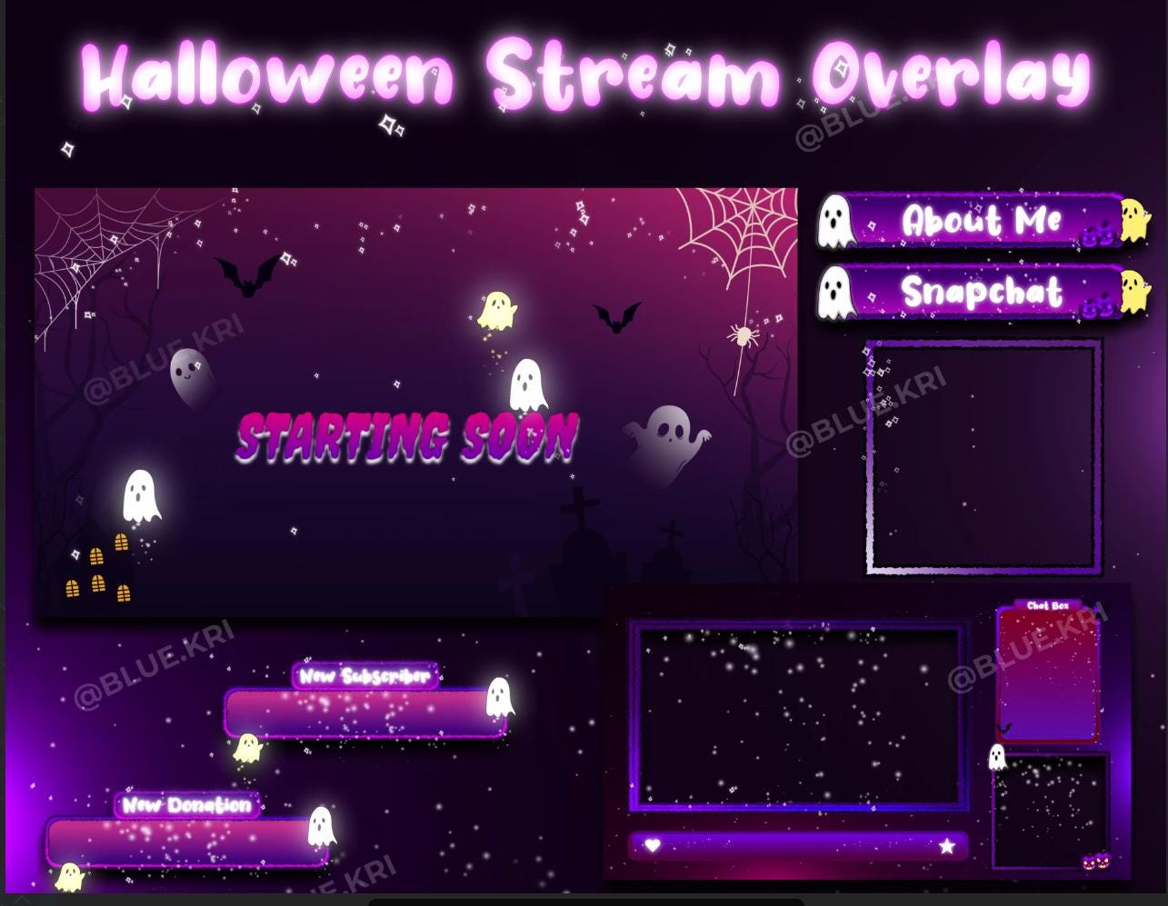 Cozy Halloween Twitch Overlay Package | Cute Animated Stream Overlays ...