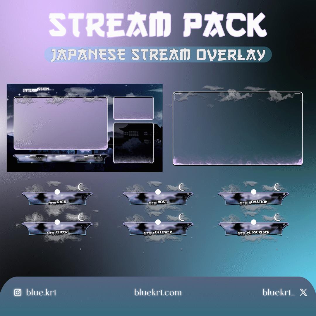 Japanese Night Sky Stream Overlay Pack | Twitch, Youtube, Facebook - Etsy