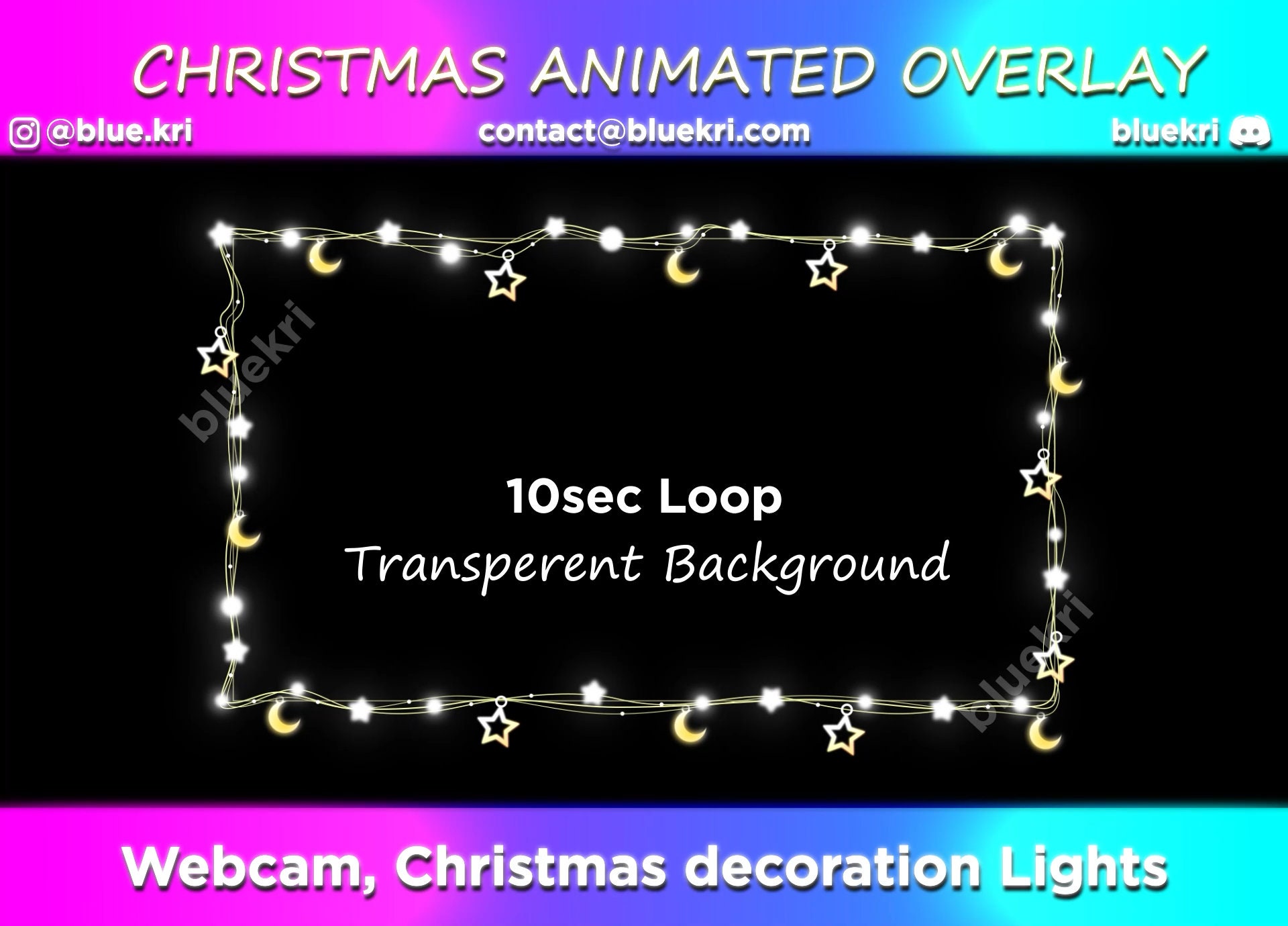 Twitch Animated Christmas Lights Webcam Overlay / Holiday Twitch Webcam ...
