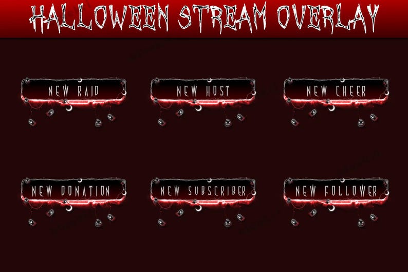 Gothic Neon Halloween Stream Overlay With a Red | Pumpkin Twitch ...