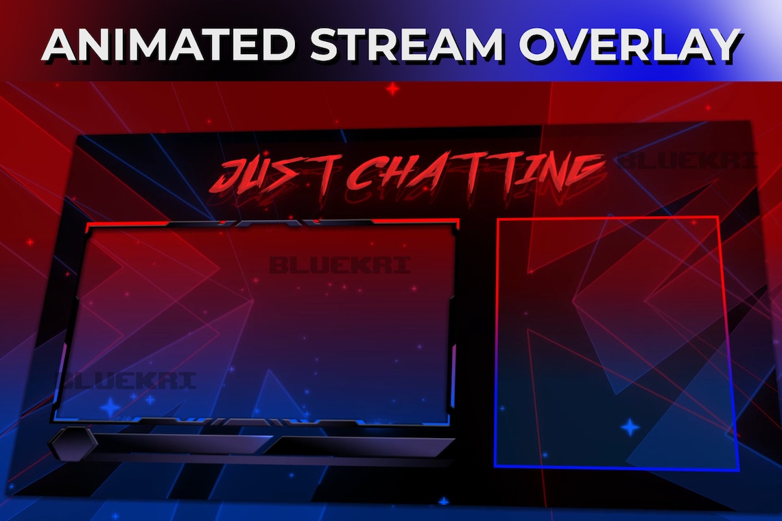 Animated Red & Blue Stream Overlay | Twitch, Youtube, Facebook Gaming ...