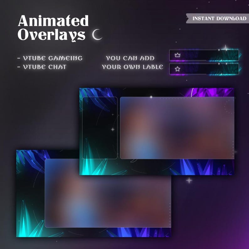Crystal V-tube Stream Overlay Package | Animated Twitch Overlay ...
