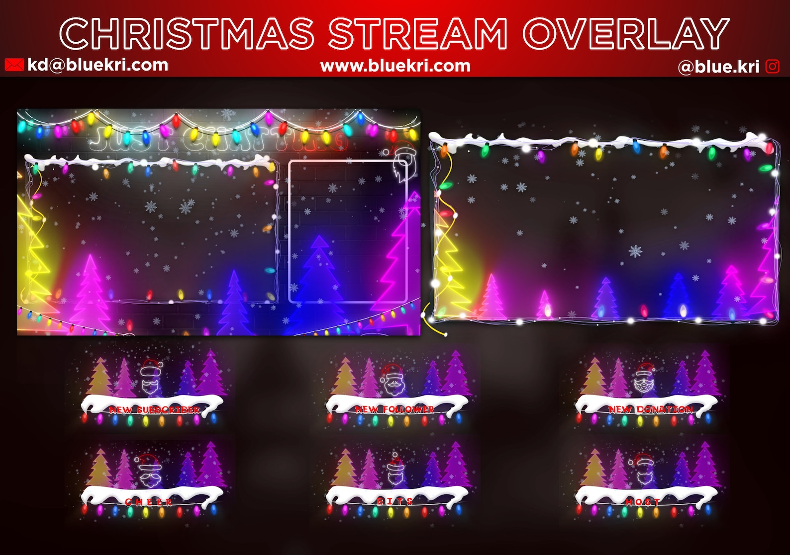 Animated Christmas Stream Overlay for Twitch |x-maxstream Overlay ...