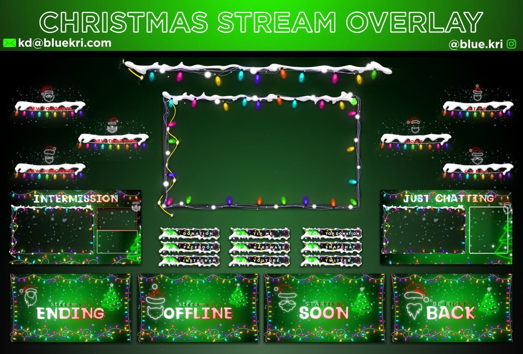 Twitch Overlay Package | Christmas Animated Stream Overlay Pack ...