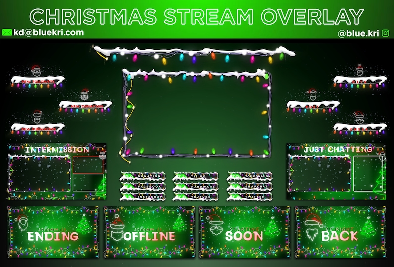 Twitch Overlay Package Christmas Animated Stream Overlay Pack Animated ...