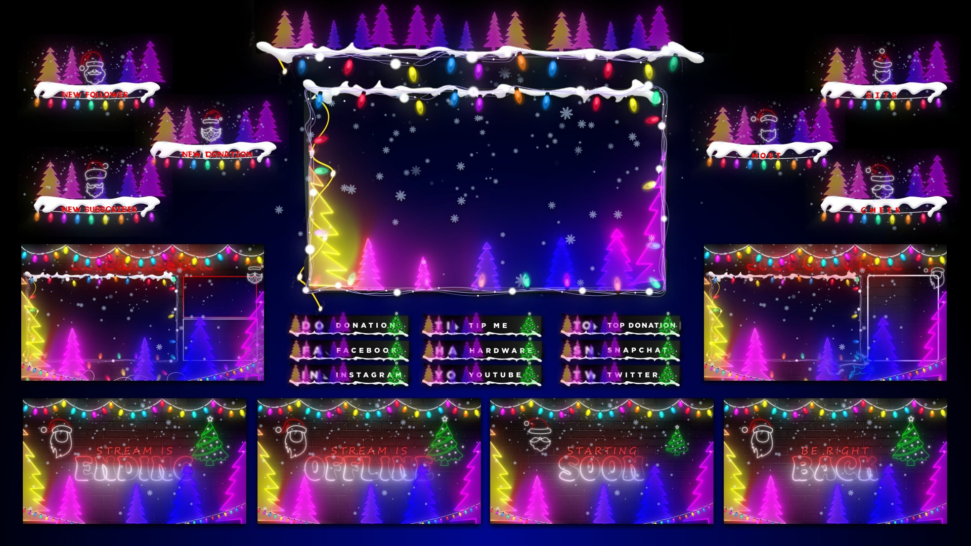 Animated Christmas Stream Overlay for Twitch |x-maxstream Overlay ...
