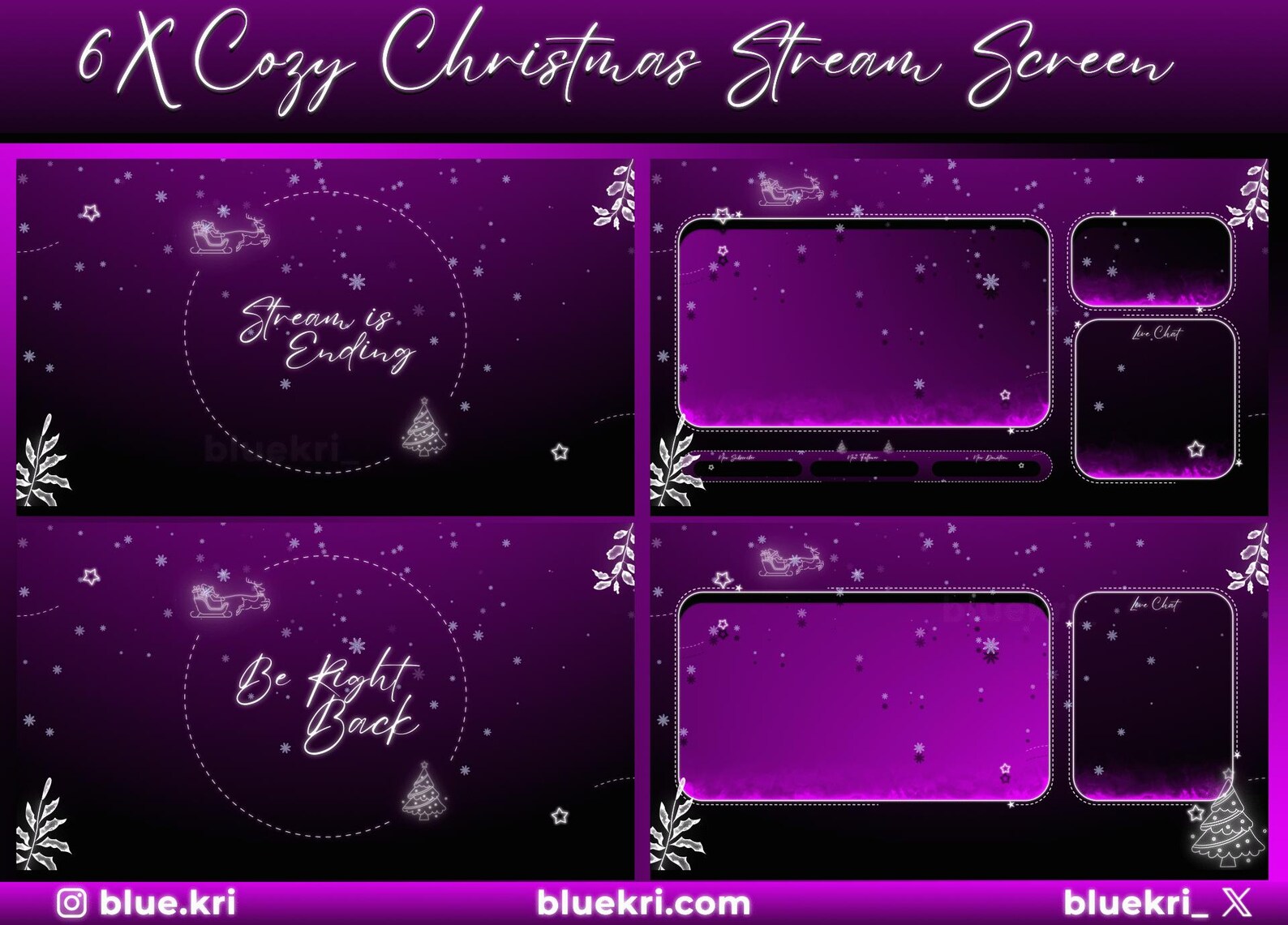 Cozy Christmas Animated Stream Screens, Holiday Twitch Overlay (digital ...