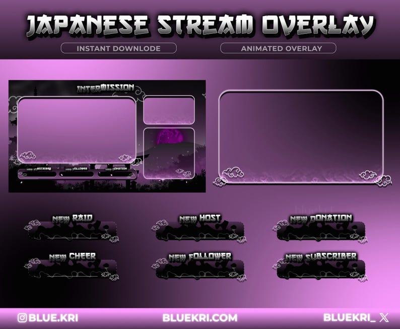 Japanese-themed Animated Stream Overlay | Stream Overlays, Panels ...