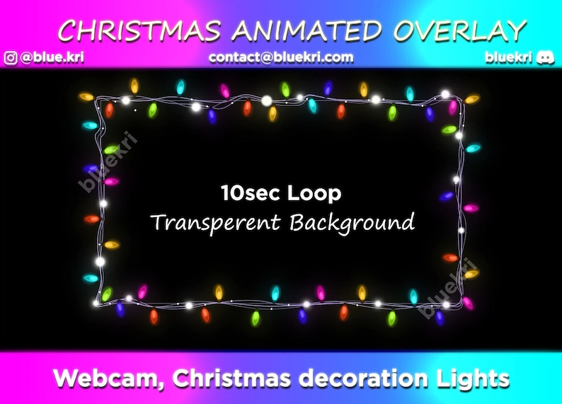Twitch Animated Christmas Lights Webcam Overlay / Holiday Twitch Webcam ...