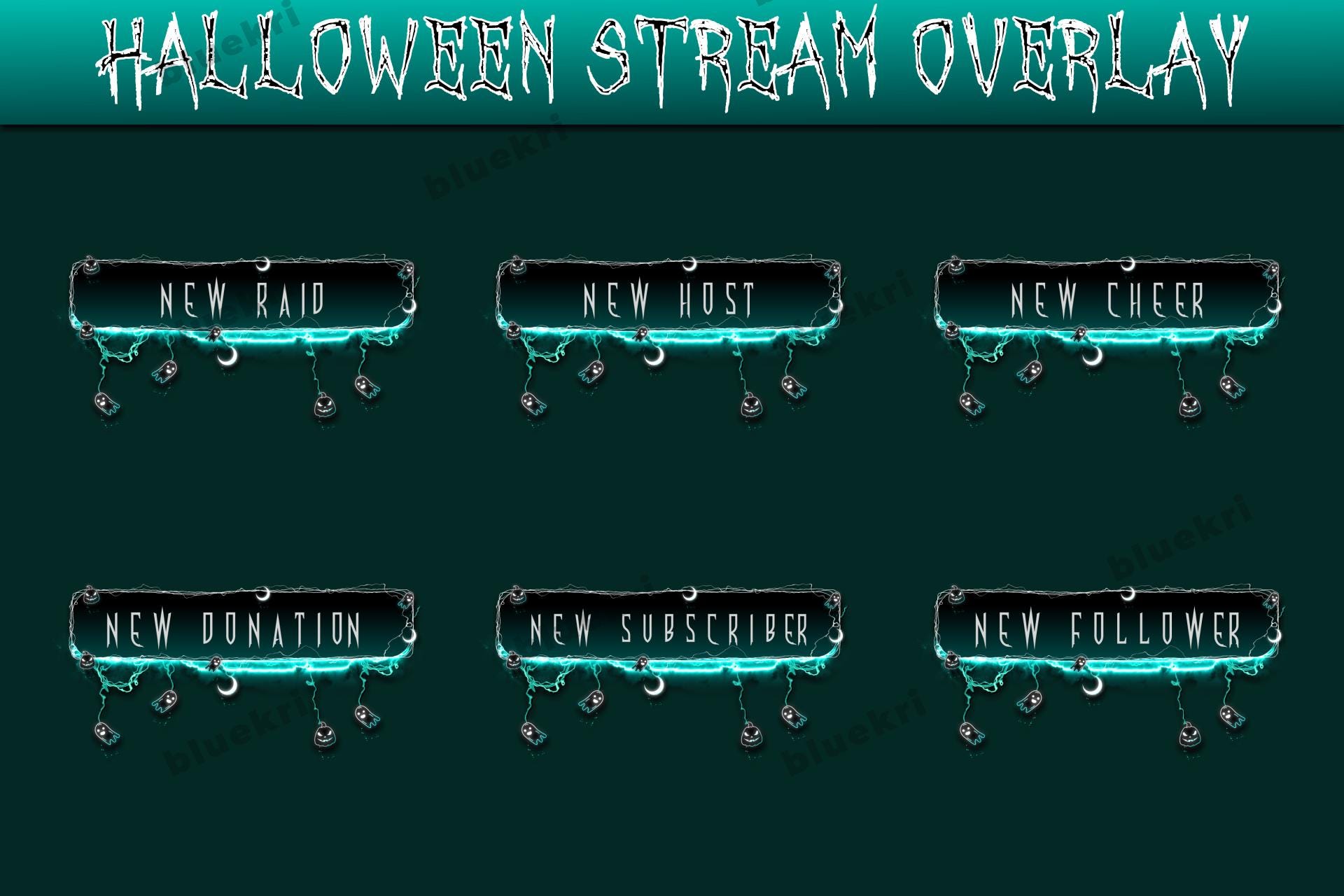 Halloween Turquoise Stream Overlay Package – Spooky Animated Design - Etsy