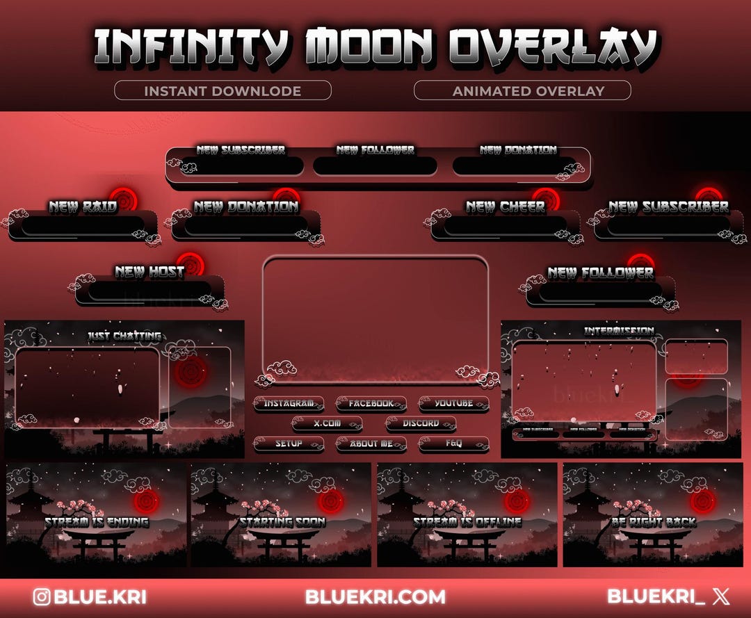Animated Twitch Overlay Infinity Moon, Digital Download, Stream Package ...