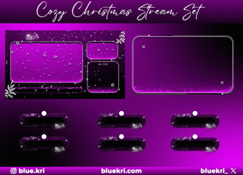 Cozy Christmas Stream Overlay Package Pink | Animated Christmas Twitch ...