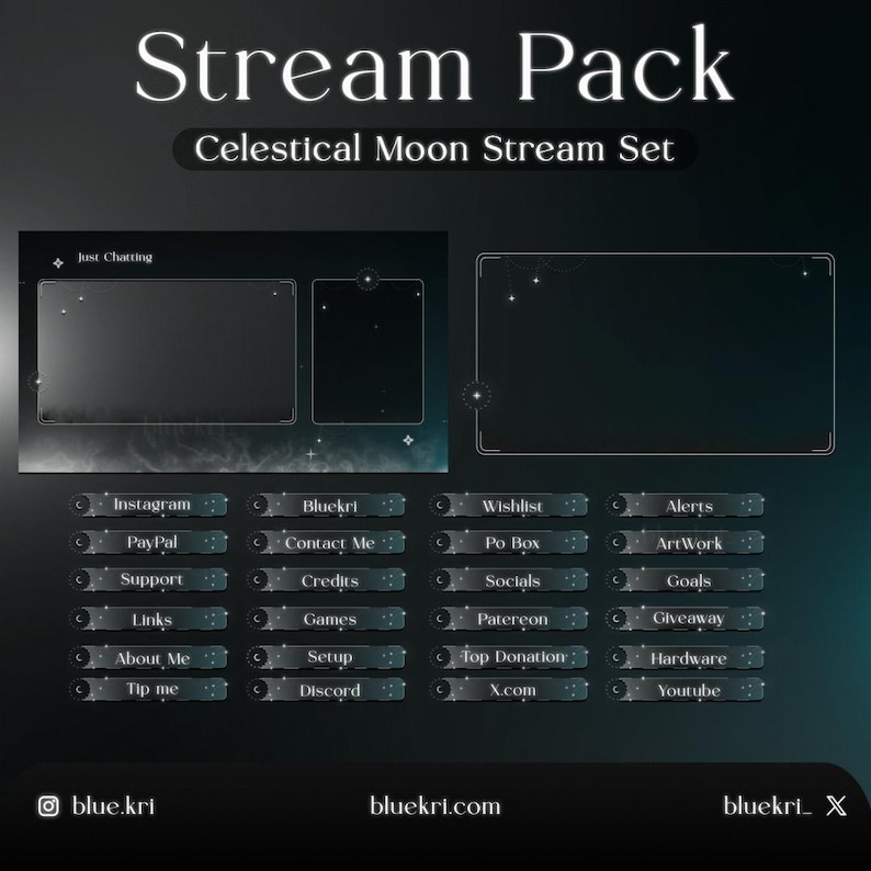 Green Aesthetic Tiktok Stream Overlay | Cloud Moon Vtuber Overlay Pack ...