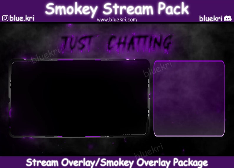 Smoke Animated Purple Twitch Overlay Package | Stream Overlay Package ...