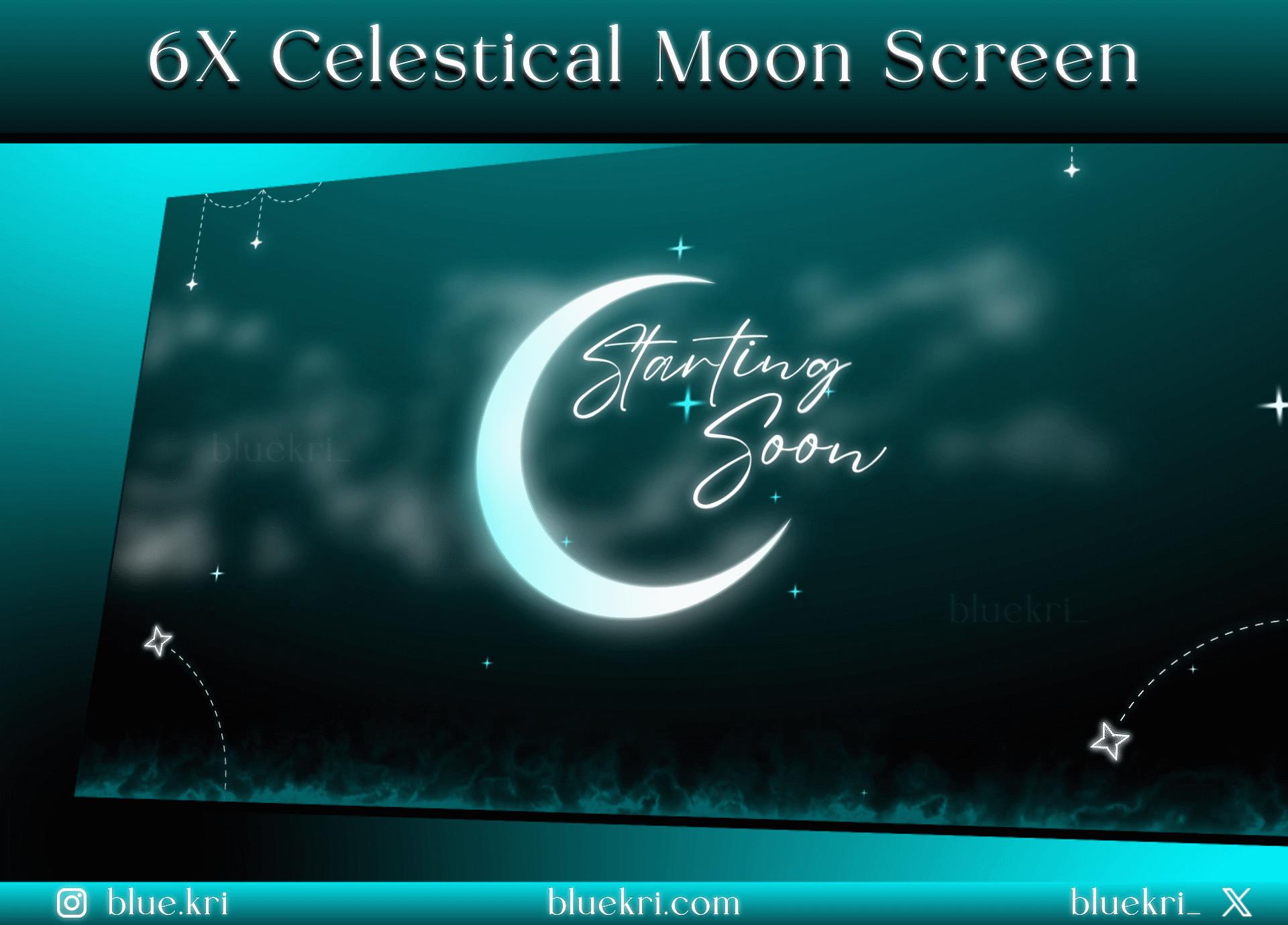 Teal Celestial Moon Stream Overlay | Animated Twitch Screens - Etsy