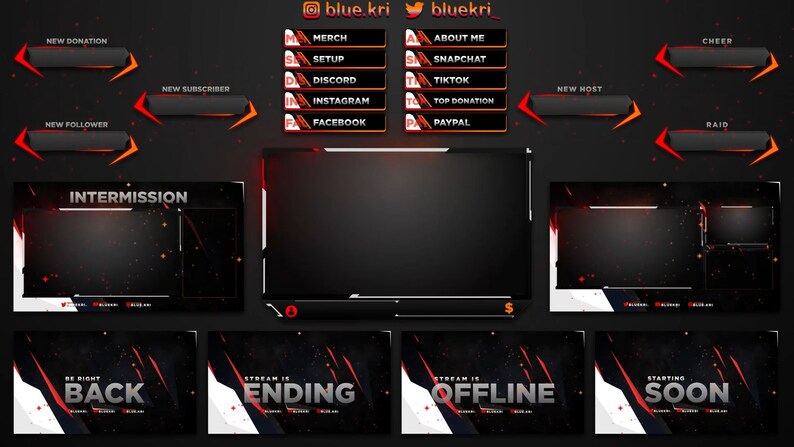 Orange Animated Twitch Overlay Package – Complete Stream Graphics - Etsy