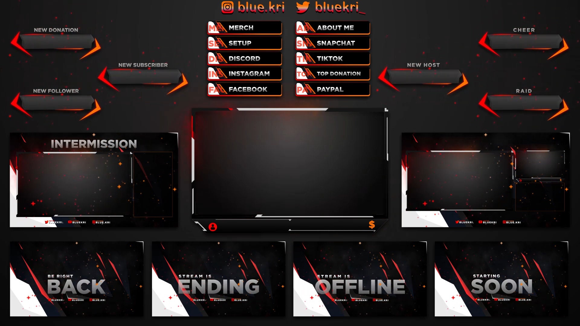 Orange Animated Twitch Overlay Bundle - Full Stream Package With Alerts ...