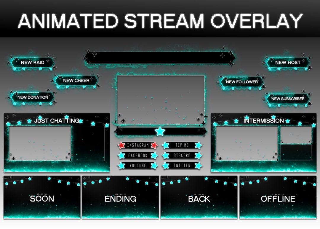 Starlight Glow Animated Stream Overlay Pack | Twitch & Youtube ...