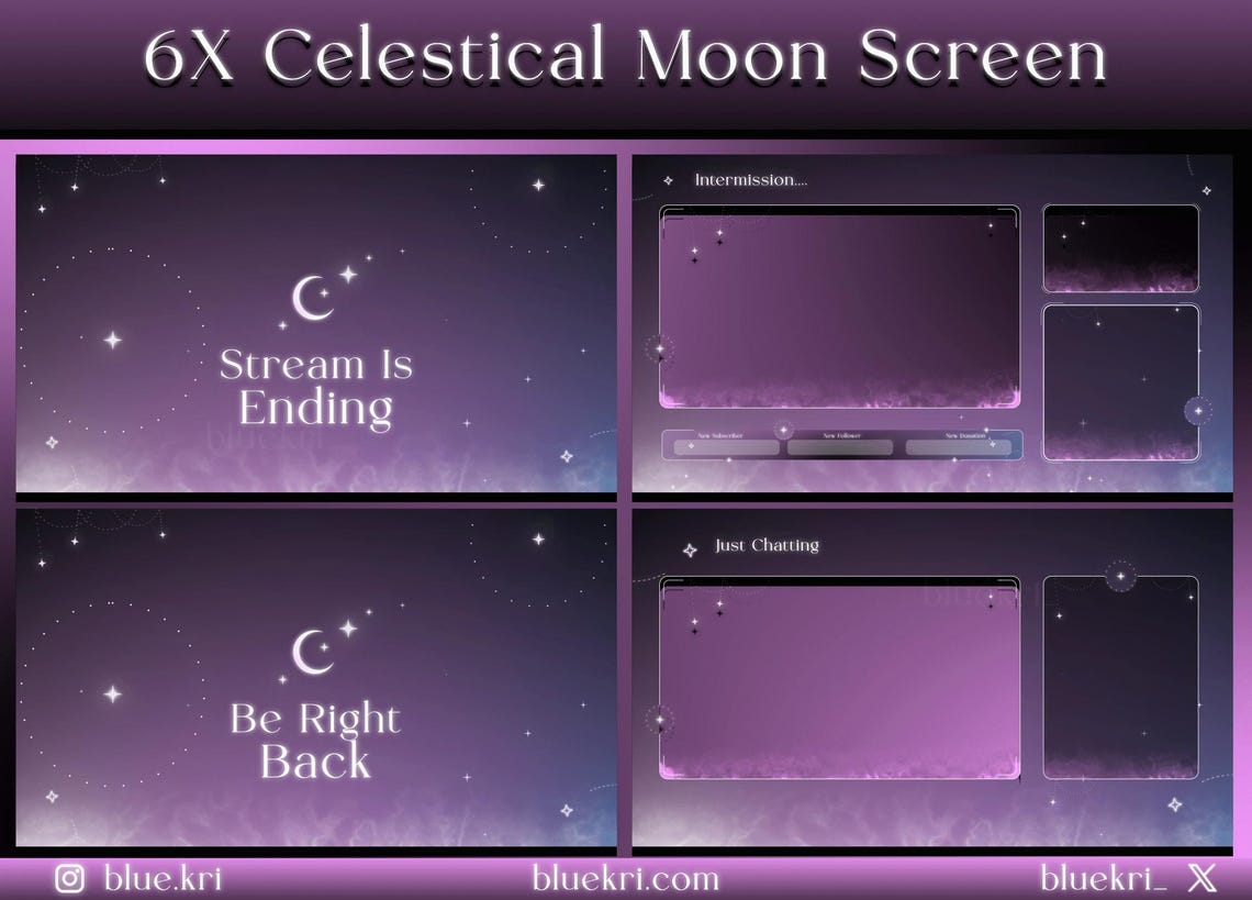 Celestial Moon Stream Overlay Screens | Animated Twitch Screens - Etsy