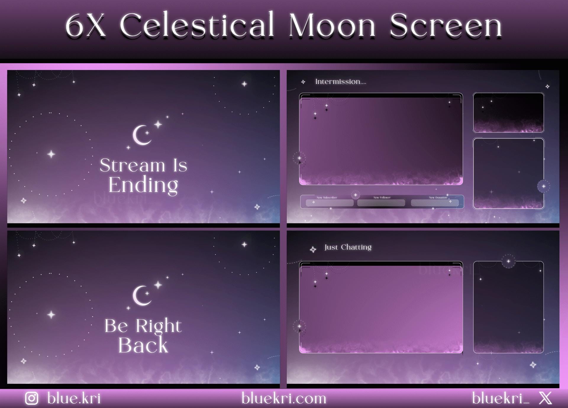 Celestial Moon Stream Overlay Screens | Animated Twitch Screens - Etsy