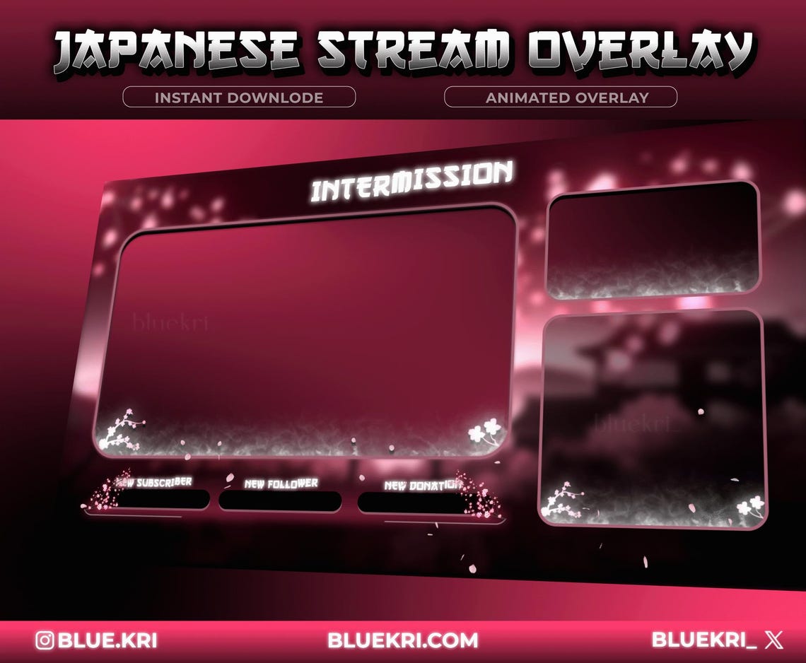 Japanese Animated Stream Overlay: Cherry Blossom Twitch Set - Etsy