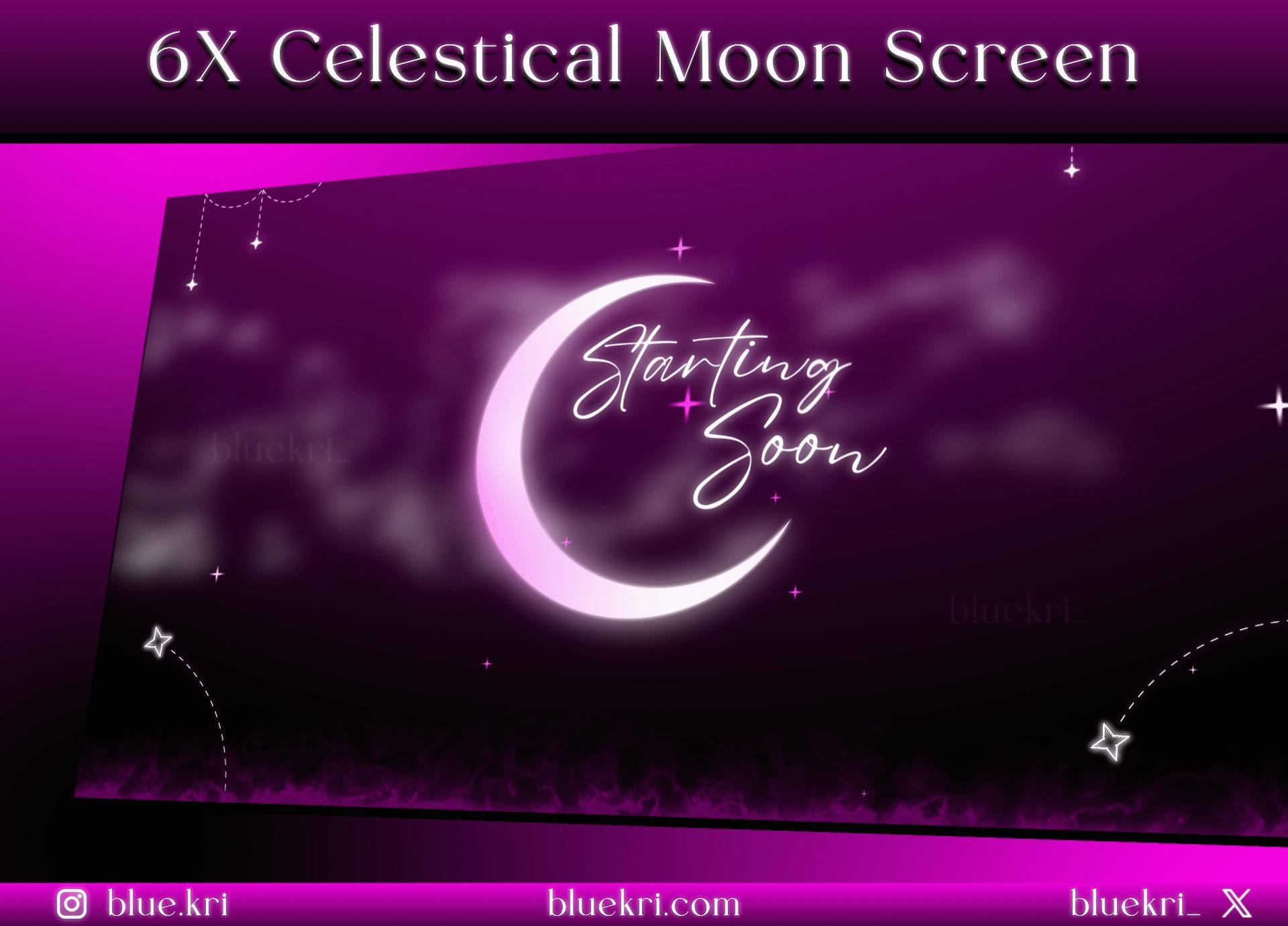 Pink Celestial Moon Animated Stream Screens | Twitch Overlay (6x) - Etsy