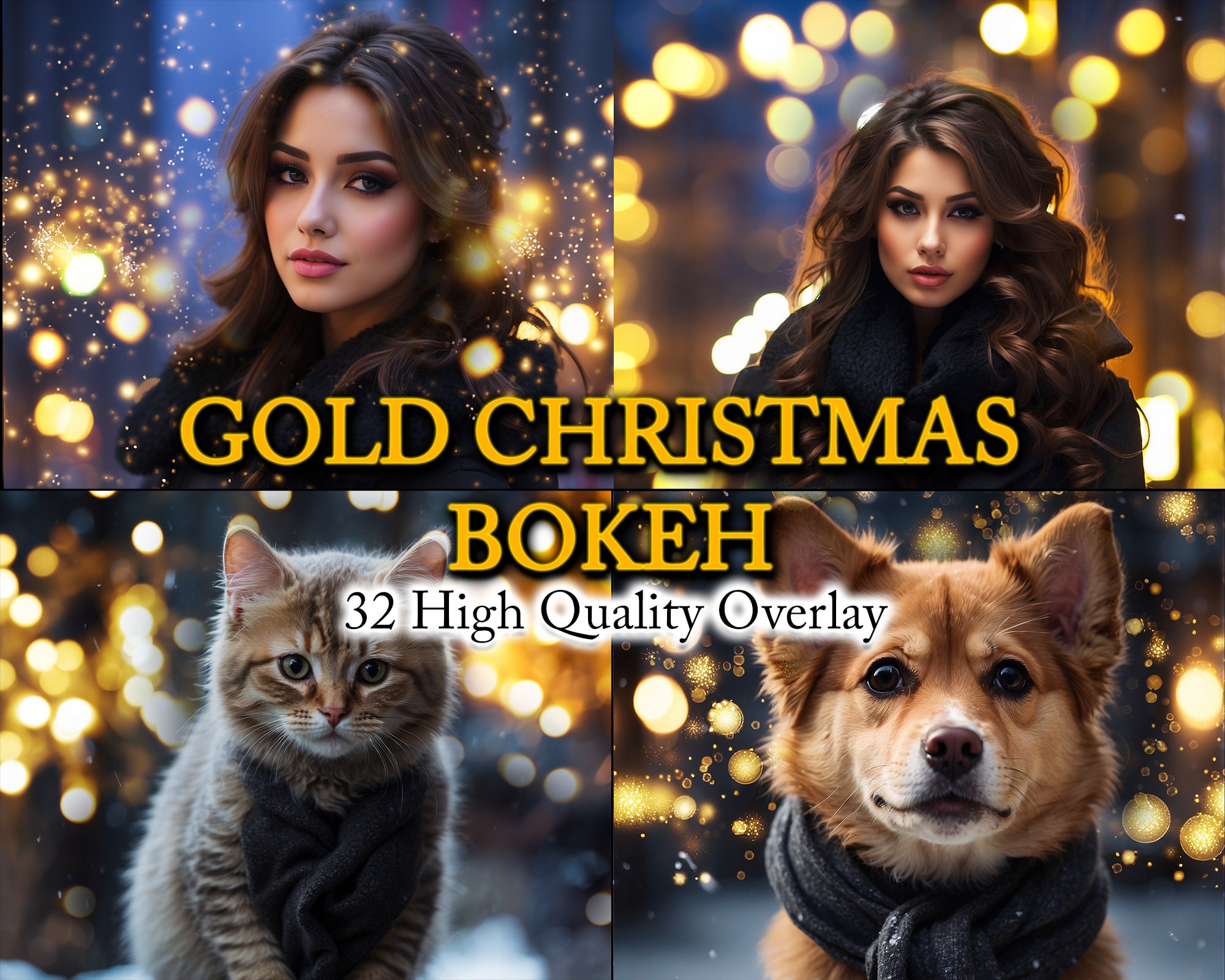 Christmas and 32x Gold Bokeh Overlays for Enchanting Photo Edits ...