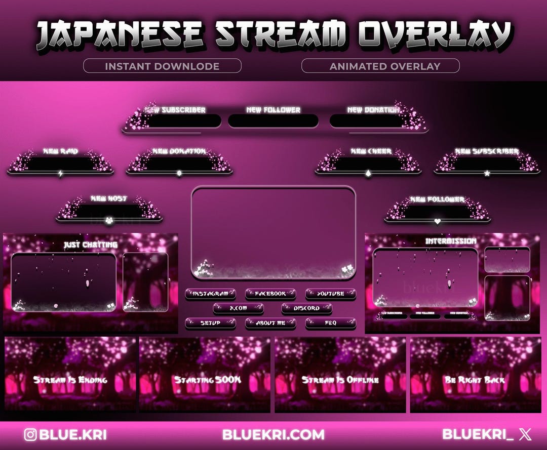 Japanese Animated Stream Overlay | Twitch Screens, Alerts, Panels - Etsy